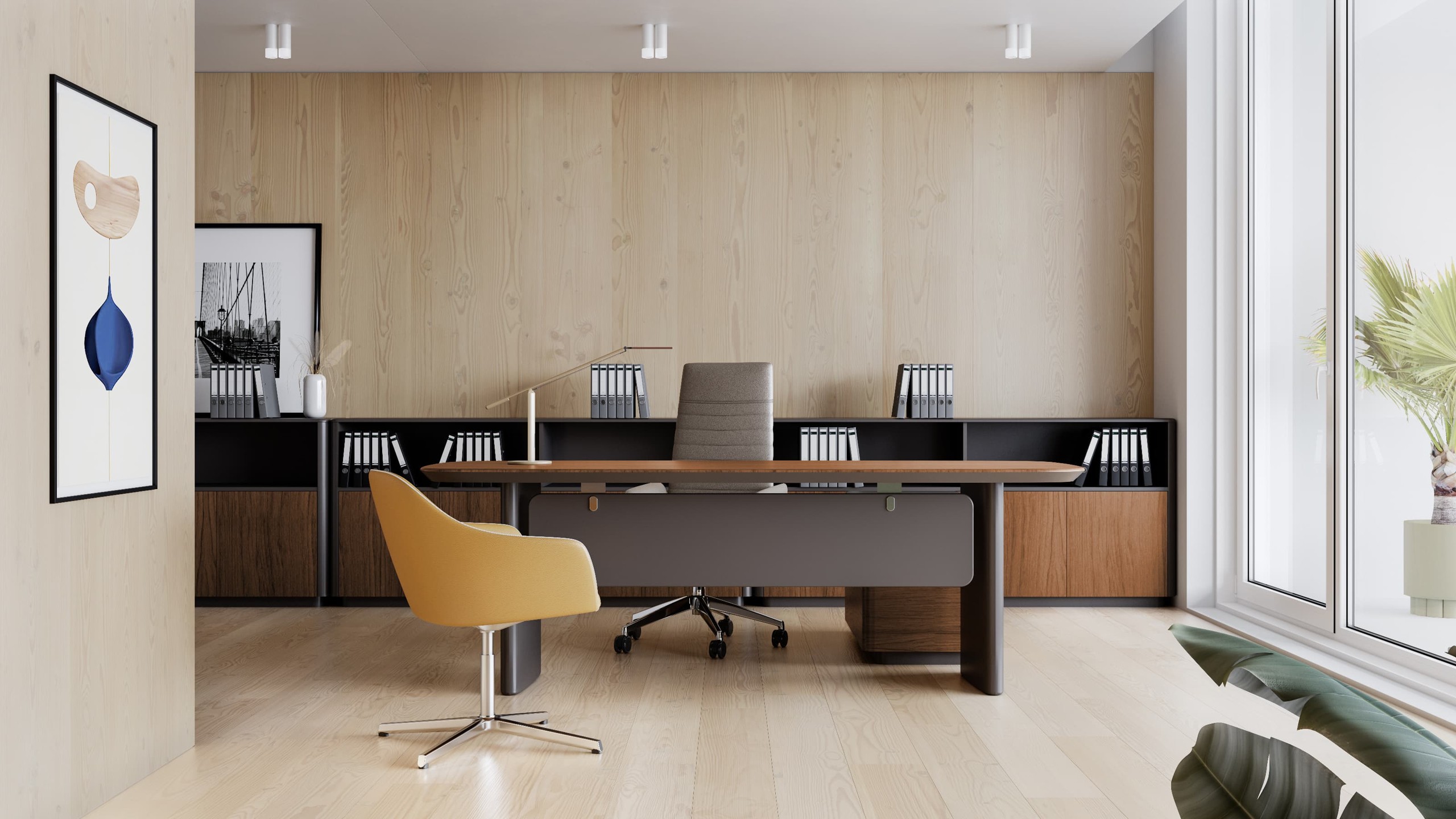 Pebble Executive Desk/ P desktop with Cabinet | Grado Design