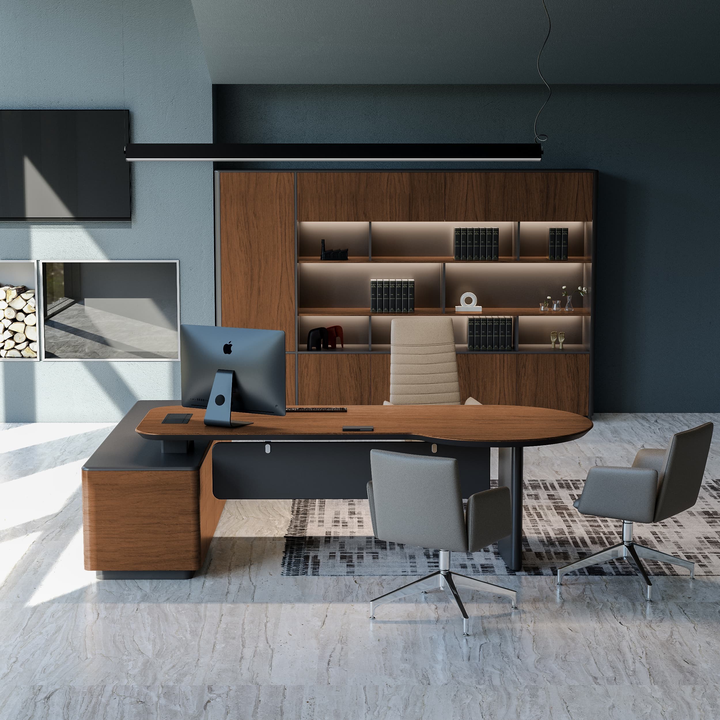 Pebble Executive Desk/ P desktop with Cabinet | Grado Design